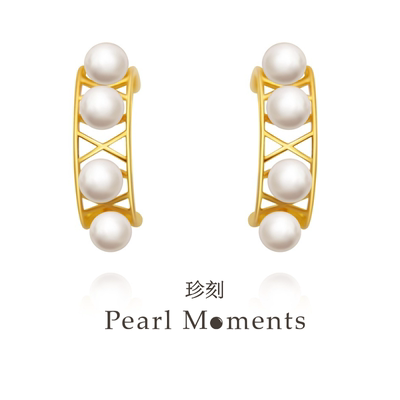 PEARL MOMENTSUNBANLANCE HOOPS 珍珠耳环