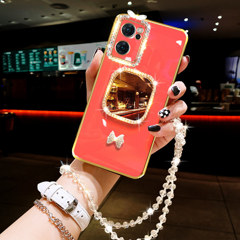 OPPOReno7手机壳reno7pro高档镶钻化妆镜PFDM00保护套reno7se网红个性女款poop超薄opreno7潮流ren07硅胶软壳_虎窝淘