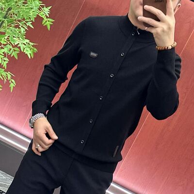 男士时尚拉链立领针织衫男款秋季新款长袖舒适男士打底毛衫RH-257