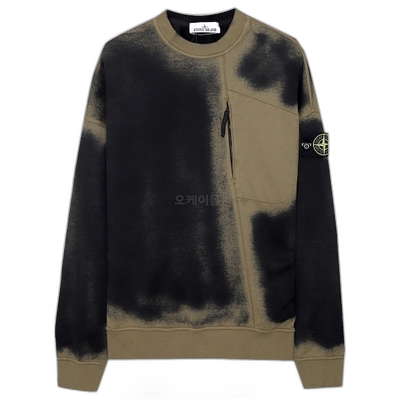 韩国直邮STONE ISLAND 627T2 手工喷枪处理浅 Mako 棉羊毛圆领运