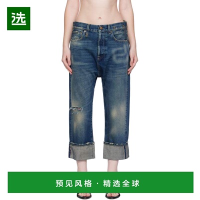 1h可退 香港直邮R13 女士 蓝色 Cuffed Tailored Drop 牛仔裤 R13