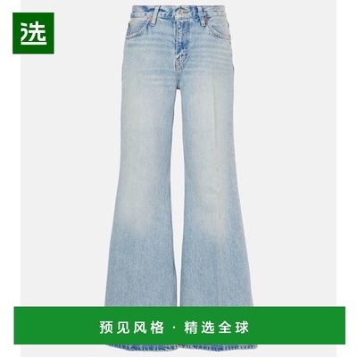 1h可退 香港直邮redone 女士 宽松喇叭牛仔裤 blue蓝色 舒适时尚
