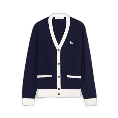 欧洲直邮MAISONKITSUNE羊毛饰有刺绣小狐狸贴片长袖V领开衫