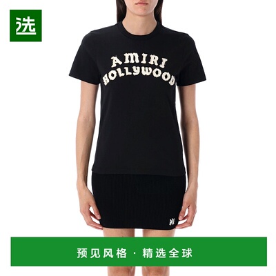 1h可退 香港直邮AMIRI 女士 HOLLYWOOD T恤 AWJYTE1062 black黑色