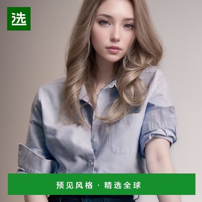 欧洲直邮Sezane 23新款 女士浅蓝色TOMBOY有机棉长袖衬衫