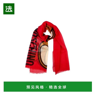 香港直邮MOSCHINO 男士围巾 03317M252501 SS2021 红色 泰迪熊log