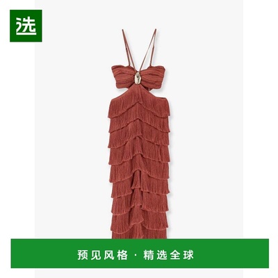 1h可退 香港直邮PATBO 女士 Amethyst 流苏连衣裙 VEM33320BROWN