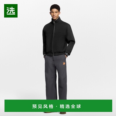1h可退 欧洲直邮LV路易威登 Blason男士黑色羊毛老花罗纹袖口夹克