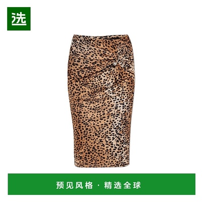 1h可退 香港直邮Versace 范思哲 女士 棕色 Leopard Gathered 半