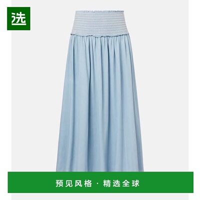 1h可退 香港直邮ZIMMERMANN 女士 Ascension 抽褶牛仔中长半身裙