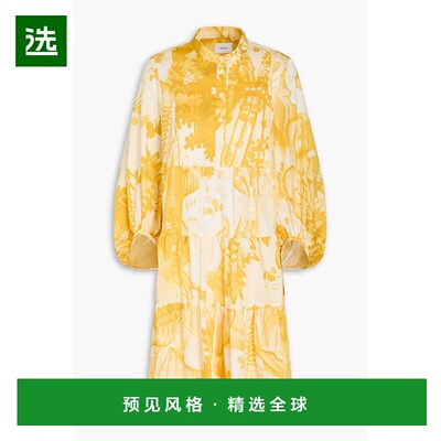 1h可退 香港直邮Erdem 女士 层叠印花棉质斜纹布迷你衬衫式连衣裙