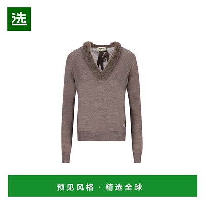 香港直邮Fendi 芬迪 女士 V 领后绑带套头衫 FZXC82ATPE羊毛