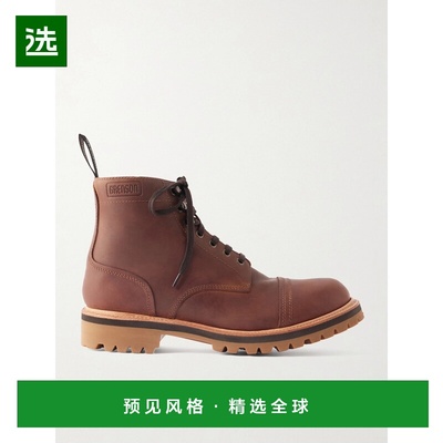 1h可退 Grenson 男士 Radley 皮质绑带靴子 115017DARKTA