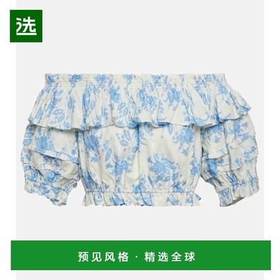 1h可退 香港直邮LOVESHACKFANCY 女士 Audrille 亚麻混纺短款上衣