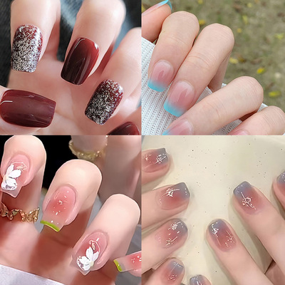 Nail art style, wearing nail plates with a high-end feel, s