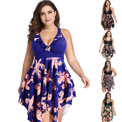 Large size swimsuit for women with added weight, oversized
