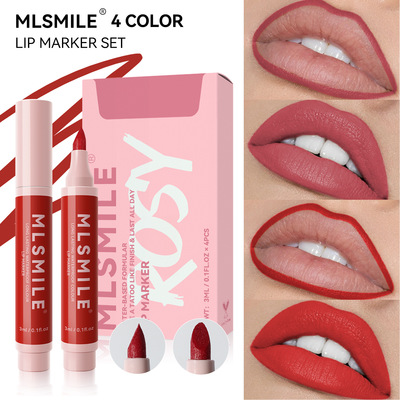Lipliner set, 4 non stick cup lipstick pens, multi-function