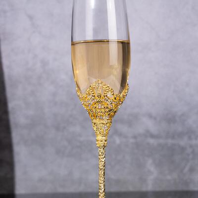 杯气泡古浮香OH41013雕酒复级槟杯子水晶玻璃脚酒具礼盒套装