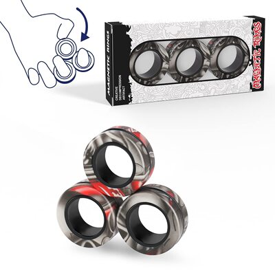 6Pcs Fidget Spinner Magnetic Ring Toys Fingers Magnet Rings