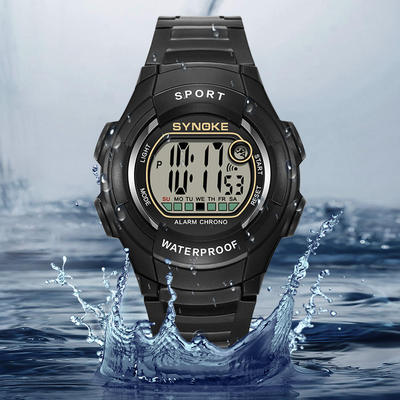 SYNOKE时诺刻学生电子表夜光防水运动怀旧经典多功能闹铃星期日历