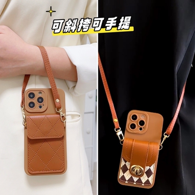 新款女小香风零钱包手机壳