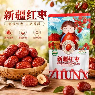 red dates红枣新疆批货大枣干货干果500克骏枣包邮源头灰枣