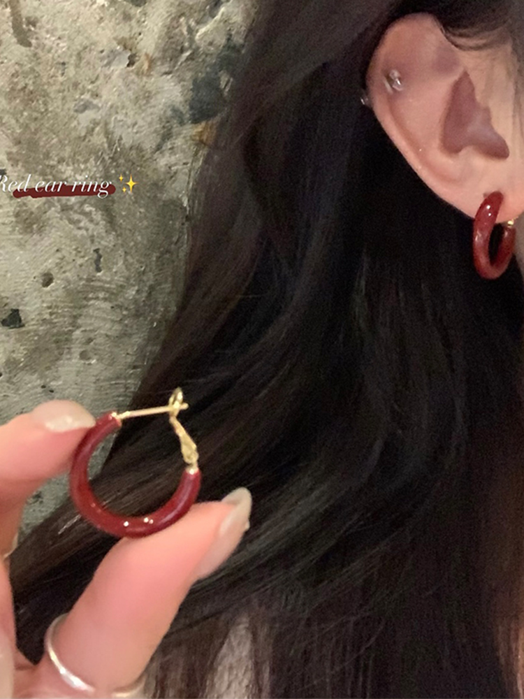 Chomel Kinsey Anko Red Earrings Sterling Silver Fancy Fall and winter ...