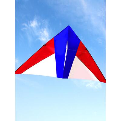 潍坊风筝普通格子布2米红白蓝三角形风筝价格实惠容易放飞潍坊风