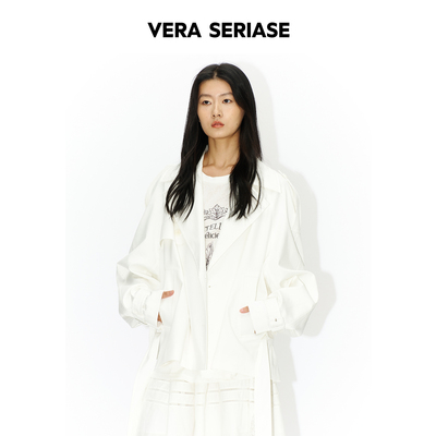 【Vera Seriase设计师品牌】2026秋季新款简约白色宽松长袖风衣