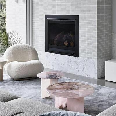 大理石茶几baxt粉玉石茶几别墅豪宅天然粉红ON玛瑙大理石TEBE茶几