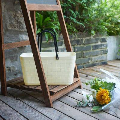 厂家现货6590/659日式塑料手洗提篮物 野餐藤果蔬篮 防编杂收纳篮