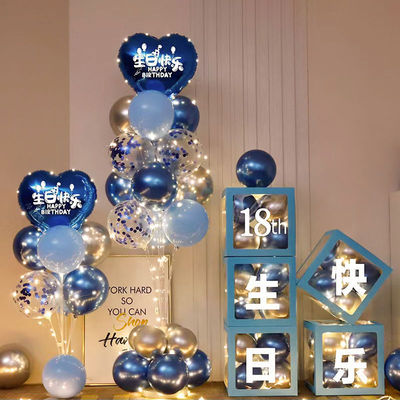 创意ins生日快乐装饰气球发光盒成人宝宝男女生派对1周岁酒店布置