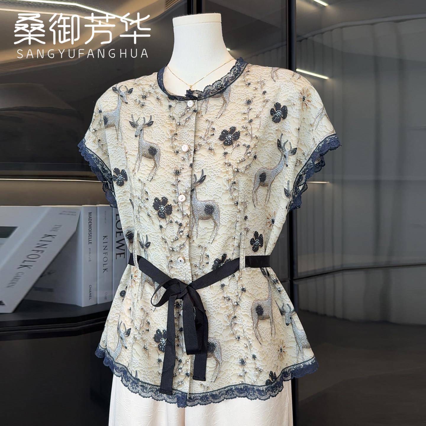 时尚中年妈妈夏装洋气套装2026新款短袖上衣服中老年女装雪纺衬衫