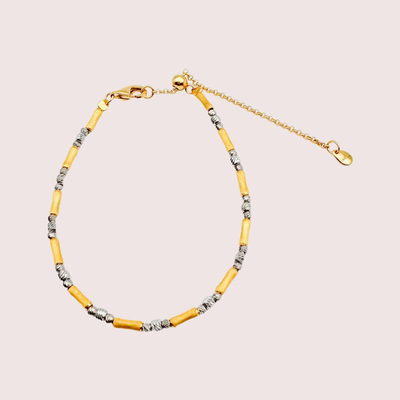 T.W新款通体925纯银镀金双色拉丝竹节高级感亮闪闪轻奢镭射锁骨链