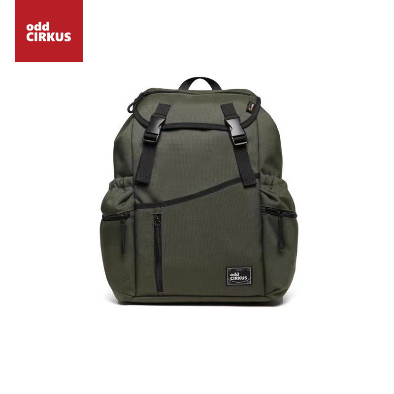 oddCIRKUS军绿色日系通勤简约大容量双肩包防水旅行学生电脑背包_虎窝淘