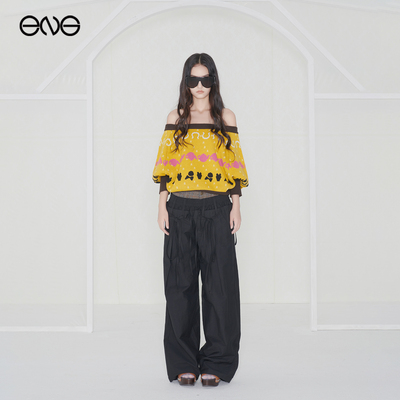 【明星同款】Effet de Soleil复古一字肩毛衣露肩上衣女新品25秋