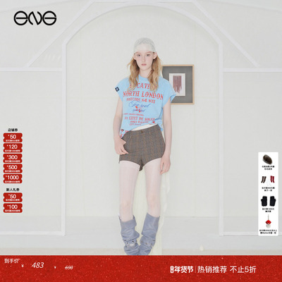 明星同款Effet de Soleil复古格纹短裤女新品Hearts2Hearts组合