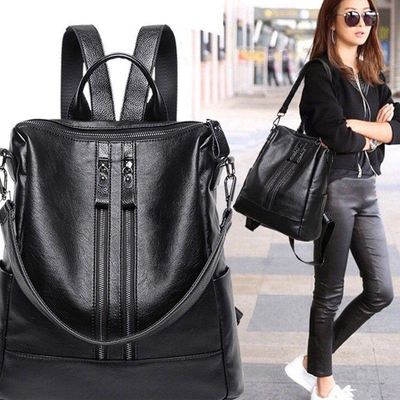 Female PU Leather Women's Backpack Bags Travel Bag back