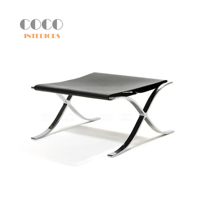 Barcelona Stool Thick Leather北欧设计师不锈钢矮凳的换鞋凳