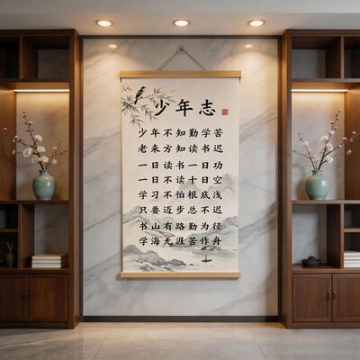 少年志书法字画家训挂画挂图不知勤学苦书法励志书房办公室客厅
