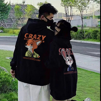 加绒rooradisoo纯棉卫衣联名三口潮流一长一短秋冬外套迪士尼洋气