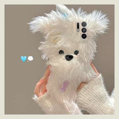 发夹小狗适用oppoa3pro手机壳a2x可爱a1少女心a97卡通a96毛绒a95硅胶a93a91a72a58a57a52a32a11a9a31a8a5秋冬