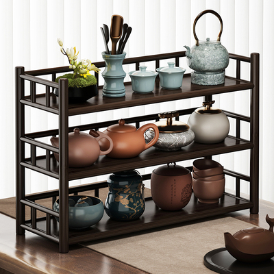 桌面茶杯架小型博古架紫砂壶中式茶具茶壶置物架茶叶架摆件收纳层