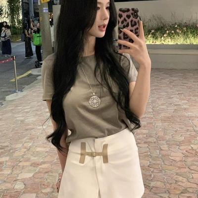 孙智惠T恤修身显瘦圆领纯棉