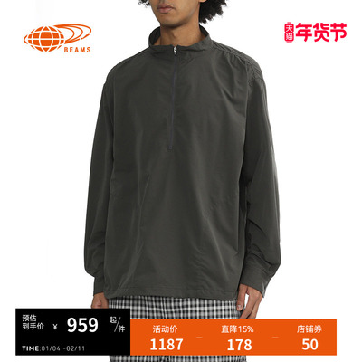 BEAMS半拉链立领polo衫简约有型