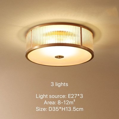 Art deco Round Gold Ceiling Lamp Living room Glass Copper lu