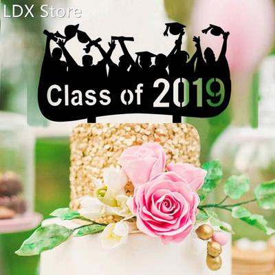 Black Class of 2019 Congratulations Grad Cake Topper Acrylic