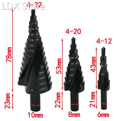 3pcs 4-12/20/32mm HSS Nitrogen Coated Spiral Grooved Step Dr