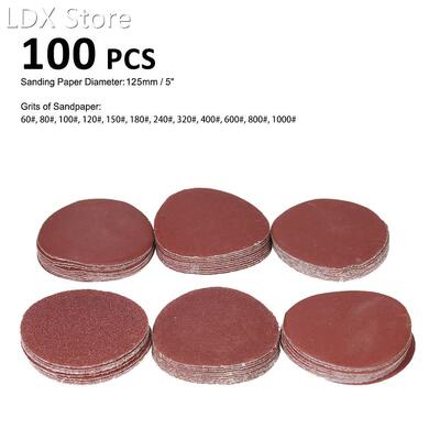 100PCS 125mm Sanding Discs Pad Kit 适用于 Drill Grinder Rota
