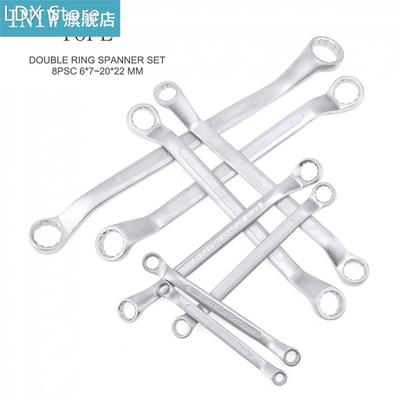 8pcs/lot 6X7-20X22mm Chrome Vanadium Double Ring Spanner Se